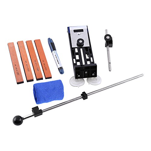 Fixed-Angle Sharpener Kit, Professional Kitchen Sharpening System Kit Knife Polishing Sharpener Tool with 4 Whetstones and Storage Bag for Home Kitchen