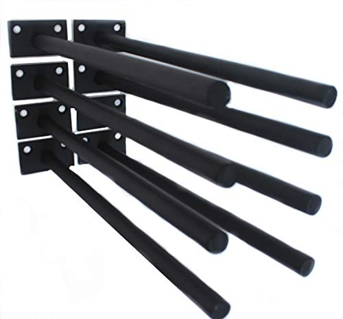 8 Pcs 10" Black Solid Steel Floating Shelf Bracket Blind Shelf Supports - Hidden Brackets for Floating Wood Shelves - Concealed Blind Shelf Support – Screws