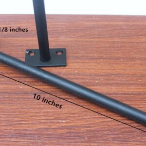 8 Pcs 10" Black Solid Steel Floating Shelf Bracket Blind Shelf Supports - Hidden Brackets for Floating Wood Shelves - Concealed Blind Shelf Support – Screws