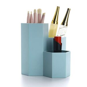 Bivisen Desk Pencil Holder, Polystyrene Desktop Pen Cup Stationery Supplies Organizer Caddy for Office, Makeup Brush Holder for Vanity Table (Blue)