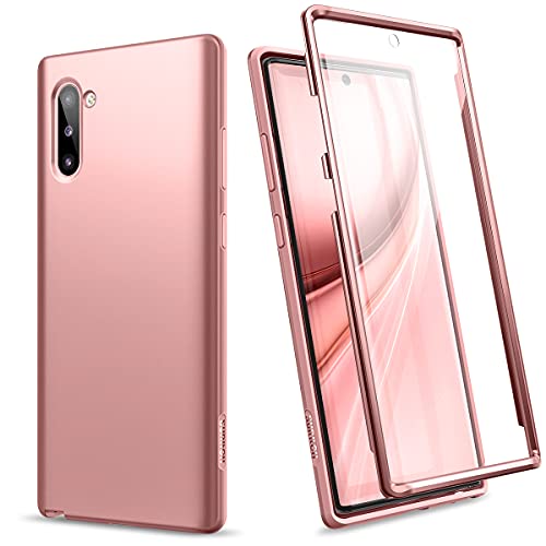 SURITCH Phone Case for Samsung Galaxy Note 10 Front Cover with Built-in Screen Protector Shockproof Full Body Protection Lightweight Slim Soft TPU Bumper Protective Cover, Matte Rose Gold