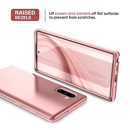 SURITCH Phone Case for Samsung Galaxy Note 10 Front Cover with Built-in Screen Protector Shockproof Full Body Protection Lightweight Slim Soft TPU Bumper Protective Cover, Matte Rose Gold