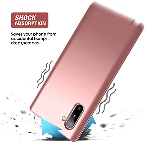 SURITCH Phone Case for Samsung Galaxy Note 10 Front Cover with Built-in Screen Protector Shockproof Full Body Protection Lightweight Slim Soft TPU Bumper Protective Cover, Matte Rose Gold