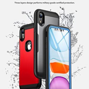 YOUMAKER Metallic Designed for iPhone XR Case, Full Body Rugged with Built-in Screen Protector Slim Fit Shockproof Cover for iPhone XR 6.1 Inch - Black