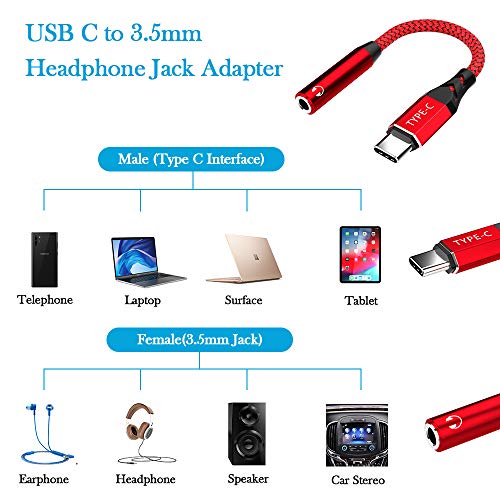 APETOO USB C to 3.5mm female Headphone Jack Adapter,Type C to Aux Earphone Adapter Audio Dongle Hi-Res DAC for Samsung S23 Ultra S22 S21 S20 Note 20 Ultra A53 Z Flip4 3,Pixel 7 6 5 4 3 2XL,OnePlus 9 8