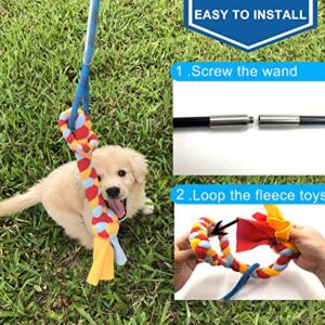 Interactive Flirt Pole Toy for Dogs Chase and Tug of War,Durable Teaser Wand with Pet Fleece Rope Tether Lure Toy to Outdoor Exercise & Training for Small Medium Large Dogs (Blue/Red, POLE-35 inches)