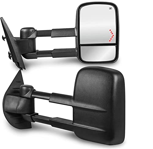 MOSTPLUS Power Heated Towing Mirrors Compatible for 2008-2013 Chevy Silverado Suburban Tahoe GMC Serria Yukon with Arrow Signal Light (Set of 2)