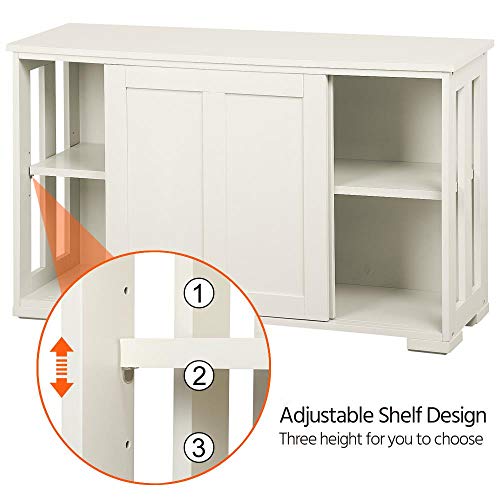 Yaheetech 2pcs Stackable Kitchen Buffet Cabinet Storage Cabinet with Sliding Doors and Adjustable Shelf, Sideboard Console Table Space Saving Kitchen Living Room Dining Room Hallway, Antique White