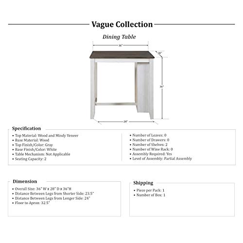 Lexicon Vague 3-Piece Pack Counter Height Set, Gray/White