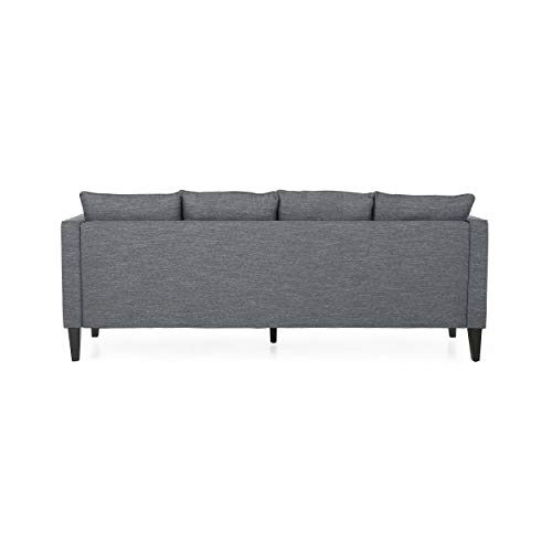 Christopher Knight Home Constance Contemporary 3 Seater Fabric Sofa, Charcoal + Dark Brown