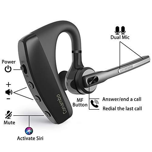 Bluetooth Headset CVC8.0 Noise Cancelling Dual Mic, Wireless Bluetooth Earpiece V5.0 Hands-Free Earphones, Compatible with iPhone and Android Cell Phones Driver/Trucker/Business