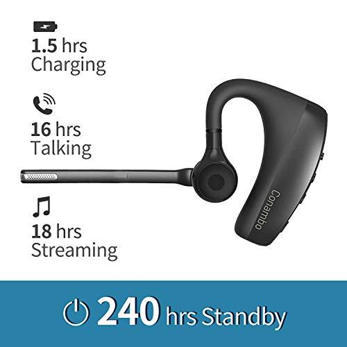 Bluetooth Headset CVC8.0 Noise Cancelling Dual Mic, Wireless Bluetooth Earpiece V5.0 Hands-Free Earphones, Compatible with iPhone and Android Cell Phones Driver/Trucker/Business