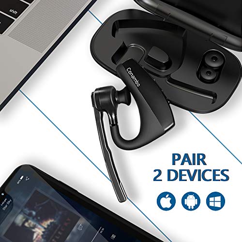 Bluetooth Headset CVC8.0 Noise Cancelling Dual Mic, Wireless Bluetooth Earpiece V5.0 Hands-Free Earphones, Compatible with iPhone and Android Cell Phones Driver/Trucker/Business