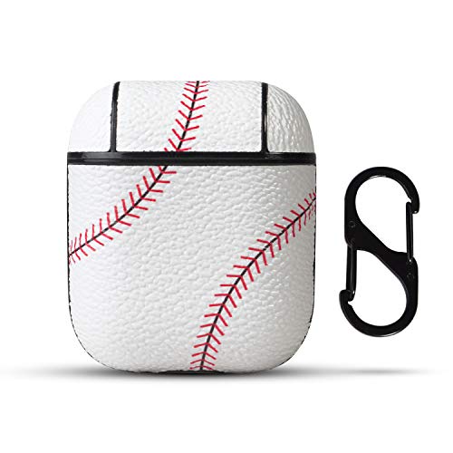 HIDAHE Case for Airpods 2 Case, Apple 1 Airpods Case Cover, Cute Baseball Protective Cover with Keychain Case Compatible with Airpods 1/2, Cool Baseball