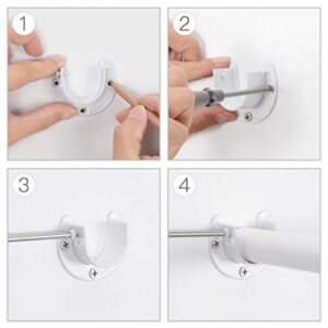 Canomo 4 Packs Heavy Duty Stainless Steel Closet Rod End Supports U-Shaped Closet Pole Sockets Flange Rod Holder with Screws, 1-1/4 Inches Diameter, White