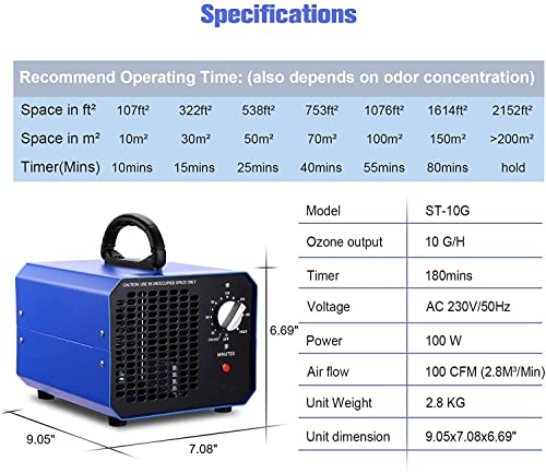 Ozone Generator 10,000 mg/h High Capacity Ozone Machine Suitable for Home, Pet and Car