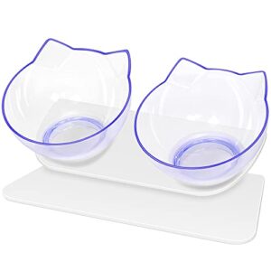 upsky cat bowls elevated cat food water bowls set, 15° tilted raised cat bowls, anti vomiting cat dish pet feeder bowls with stand for indoor cats and small dogs