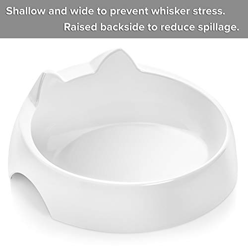 CatGuru Whisker Stress Free Cat Water Bowl, Reliefs Whisker Fatigue, Wide Cat Dish, Non Slip Cat Feeding Bowls, Shallow Cat Food Water Bowls, Non Skid Pet Bowls for Cats (Water Bowl, Marshmallow)