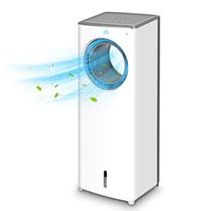 evaporative air cooler - 2-in-1 portable air cooling fan, instant cool & humidify with 3 speeds, no noise tower fan, no dust, 3 modes, 90°oscillation, 8h timer, bladeless fan for large room office