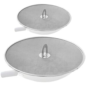 snowyee splatter screen for frying pan, grease splatter guard stainless steel large 13” and small 10” shield (2 in 1 set)