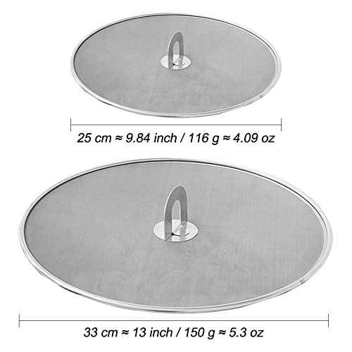 Snowyee Splatter Screen for Frying Pan, Grease Splatter Guard Stainless Steel Large 13” and Small 10” Shield (2 in 1 Set)