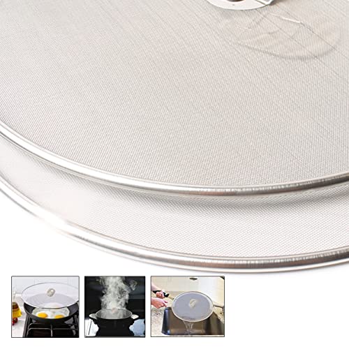 Snowyee Splatter Screen for Frying Pan, Grease Splatter Guard Stainless Steel Large 13” and Small 10” Shield (2 in 1 Set)