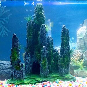 FEDOUR Aquarium Mountain View Stone Ornament Tree Rock Cave Landscape, Large Aquarium Ornament Rock Artificial Fish Tank Decoration