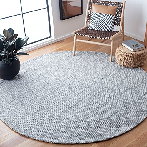 SAFAVIEH Marbella Collection 7' Round Silver/Grey MRB551G Handmade Premium Wool Area Rug