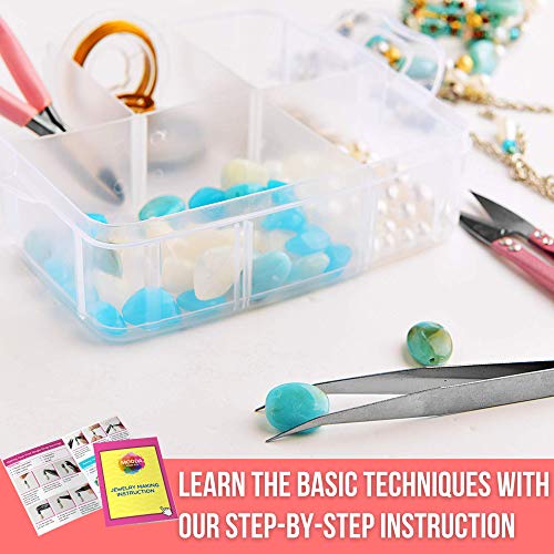 MODDA Deluxe Jewelry Making Kit with Video Course, Includes Instructions, Beads, Necklace, Bracelet, Earrings Making, Crafts for Adults, Beginners, Christmas Gift for Teens, Girls 13-15, Moms, Women