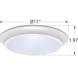 LIT-PaTH LED Flush Mount Ceiling Lighting Fixture, 11 Inch Dimmable 22.5W, 1550 Lumen, Aluminum Housing Plus PC Cover, ETL and Damp Location Rated, 2-Pack, White Finish-3000K