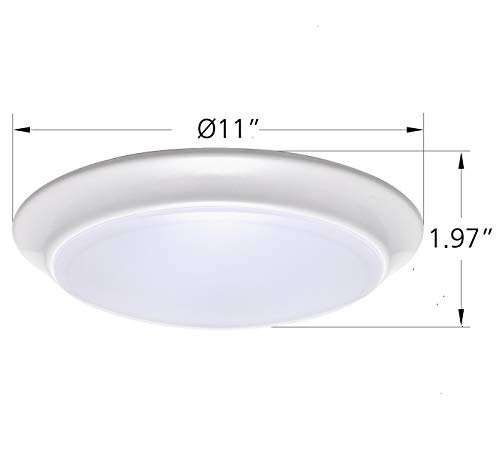 LIT-PaTH LED Flush Mount Ceiling Lighting Fixture, 11 Inch Dimmable 22.5W, 1550 Lumen, Aluminum Housing Plus PC Cover, ETL and Damp Location Rated, 2-Pack, White Finish-3000K