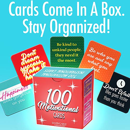 Savoychef 100 Motivational Inspirational Cards- Encouragement, Gratitude, and Self Care - 3"x3" Size