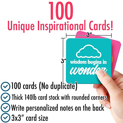 Savoychef 100 Motivational Inspirational Cards- Encouragement, Gratitude, and Self Care - 3"x3" Size