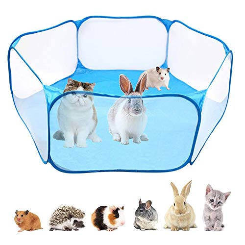 YunTrip Small Animals Cage Tent, Breathable & Transparent Pet Playpen Pop Open Outdoor/Indoor Exercise Fence, Foldable Play Pen for Guinea Pig, Hamster, Rabbit, Chinchillas, Hedgehogs, Reptiles