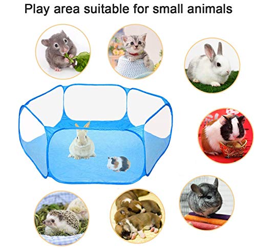 YunTrip Small Animals Cage Tent, Breathable & Transparent Pet Playpen Pop Open Outdoor/Indoor Exercise Fence, Foldable Play Pen for Guinea Pig, Hamster, Rabbit, Chinchillas, Hedgehogs, Reptiles