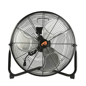 aain(r aa010 20'' high velocity floor fan, 6000 cfm industrial metal fans for industrial garage shop, 3 speed settings, black