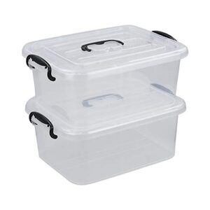 nicesh 8 l clear plastic storage box with handle, 2-pack