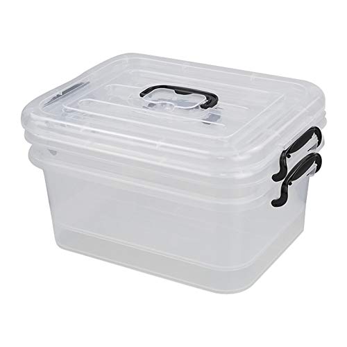 Nicesh 8 L Clear Plastic Storage Box with Handle, 2-Pack