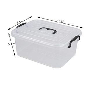 Nicesh 8 L Clear Plastic Storage Box with Handle, 2-Pack