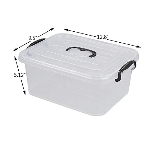 Nicesh 8 L Clear Plastic Storage Box with Handle, 2-Pack