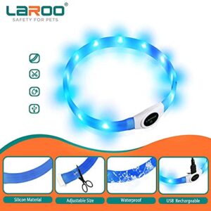 LaRoo LED Light Up Dog Collar, Cutable Silicon USB Rechargeable Glow Light Collar for All Dogs, Waterproof 3-Modes Flashing Dog Collar for Dark Outdoor Training Playing (25.5 inch/65 cm)