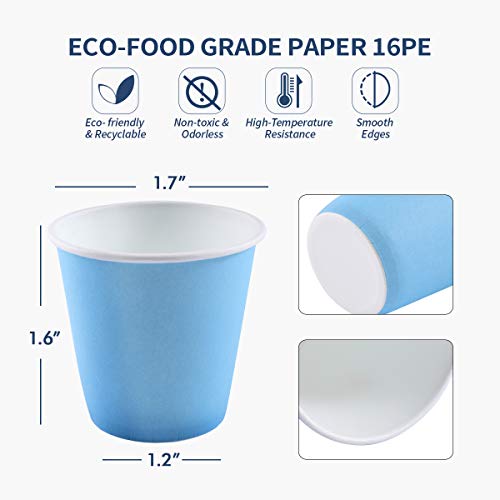 Turbo Bee 600Pack 3oz Disposable Paper Cups,Hot/Cold Beverage Drinking Cup，Small Blue Paper Cups for Bathroom and Mouthwash…