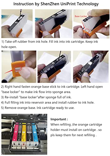 UP PGI-280XL CLI281XL Empty refillable Ink Cartridge Compatible for Canon PIXMA TS6120 TS6220 TS6320 TR7520 TR8520 8522 TR8620 TS702 TS9521C TS9520 with Permanent chip