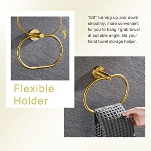 Bath Towel Ring Brushed Gold, APLusee 304 Stainless Steel Swivel Hand Towel Holder Dry Rack Near The Sink, Modern Bathroom Accessories