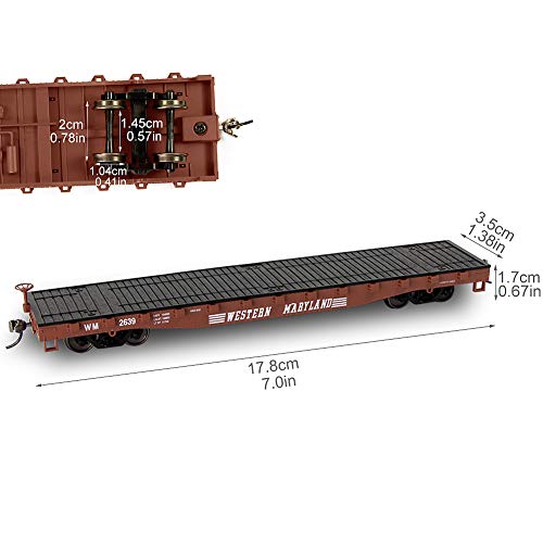 Evemodel C8741U 2pcs HO Scale 1:87 52' Flat Car Flatbed Transporter U.S.Army 52ft Model Train Container Carriage Freight Car