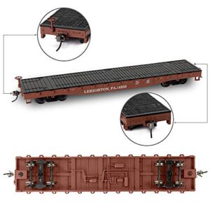 Evemodel C8741U 2pcs HO Scale 1:87 52' Flat Car Flatbed Transporter U.S.Army 52ft Model Train Container Carriage Freight Car