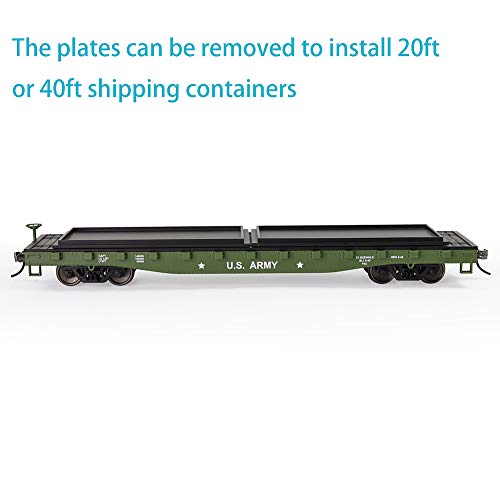 Evemodel C8741U 2pcs HO Scale 1:87 52' Flat Car Flatbed Transporter U.S.Army 52ft Model Train Container Carriage Freight Car