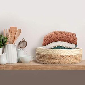 Round Rattan Baskets Set for Organizing Wicker Storage Basket for Fruit, Bread Serving Basket Decorative Gift Baskets Empty, Countertop Baskets for Pantry and Bathroom