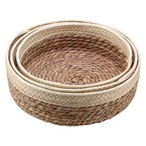 Round Rattan Baskets Set for Organizing Wicker Storage Basket for Fruit, Bread Serving Basket Decorative Gift Baskets Empty, Countertop Baskets for Pantry and Bathroom