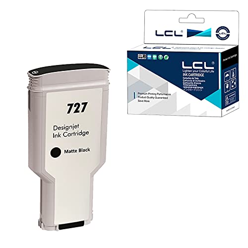 LCL Compatible Ink Cartridge Pigment Replacement for HP 727 XL C1Q12A B3P22A 300ML High Yield DesignJet T1500 T2500 T2530ps T920 T930 T930 T1530 Designjet T3500 (1-Pack Matte Black)